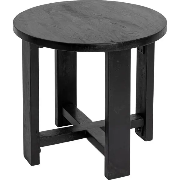 STORIED HOME Elegant Acacia Trestle Round End Table