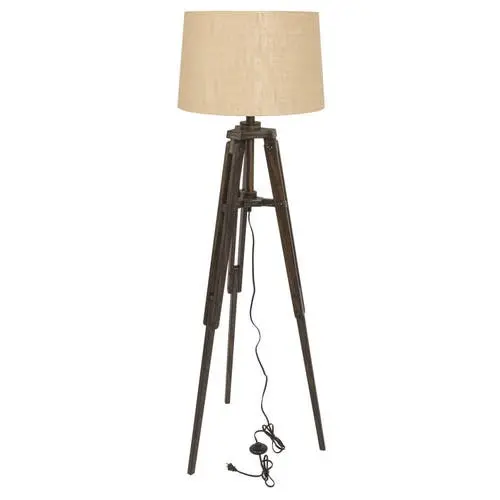 STORIED HOME Mariner Wood Tripod Lamp For Room - Brown