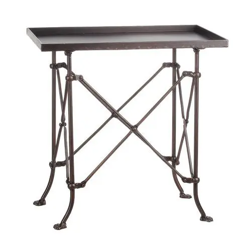 STORIED HOME Vintage Rectangular Metal Side Table With Unique Claw Sole Feet