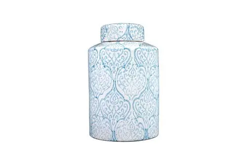 STORIED HOME Decorative Tall Ceramic Ginger Jar With Lid