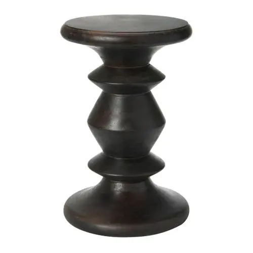 STORIED HOME Berns Mid Century Modern Solid Wood End Table Or Stool - Black