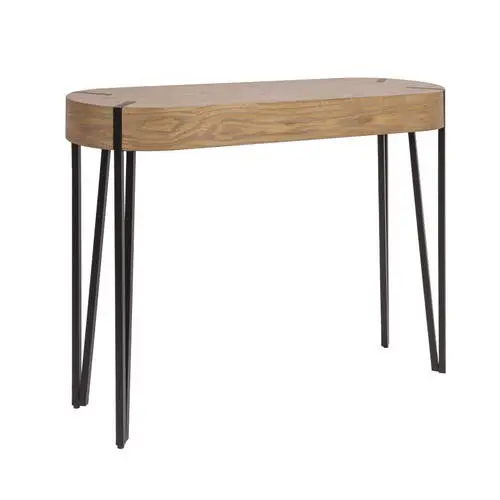 STORIED HOME Astoria Wood Console Table With Metal Hairpin Legs - Natural
