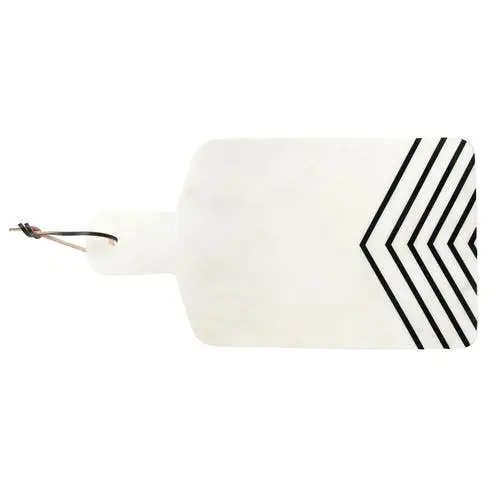 STORIED HOME Marble Cheese Board With Chevron Design