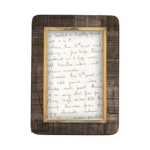 STORIED HOME Hand-carved Horn Photo Frame With Brass Border - Black