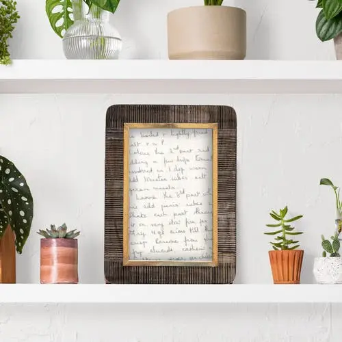 STORIED HOME Hand-carved Horn Photo Frame With Brass Border