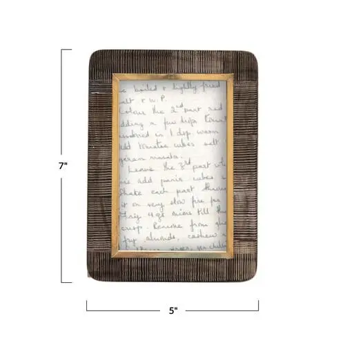 STORIED HOME Hand-carved Horn Photo Frame With Brass Border