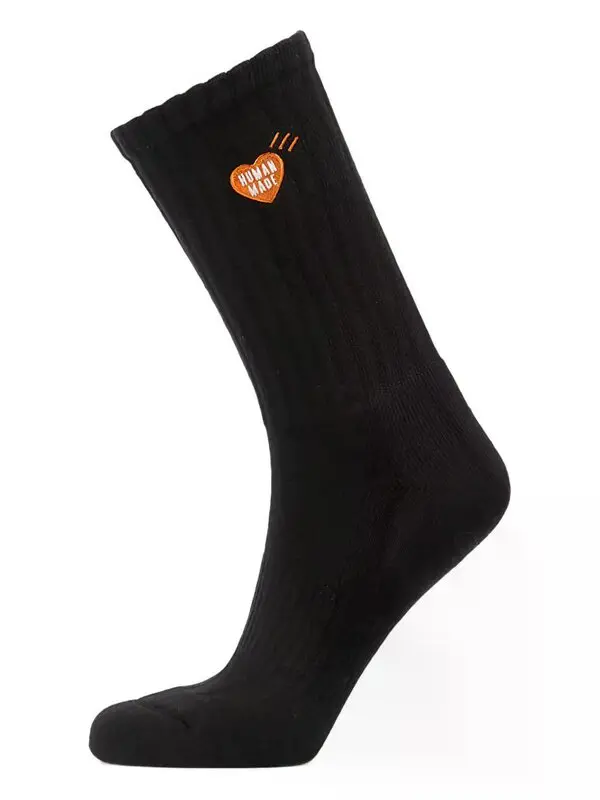 HUMAN MADE Heart Motif Ribbed Socks - Black