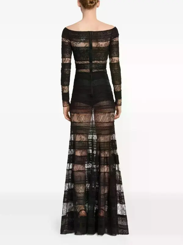 Elie Saab Long-sleeve Lace Maxi Dress - Black
