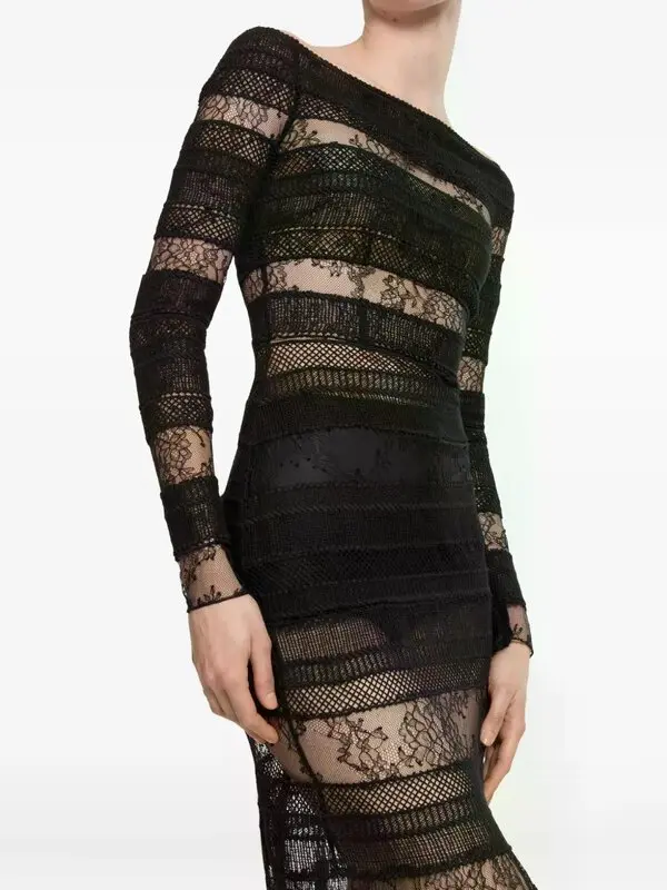 Elie Saab Long-sleeve Lace Maxi Dress - Black