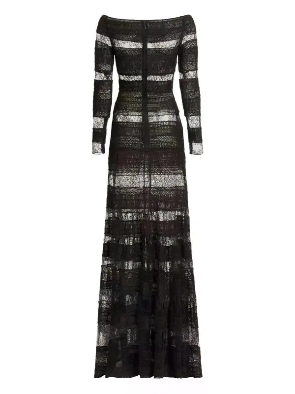 Elie Saab Long-sleeve Lace Maxi Dress - Black