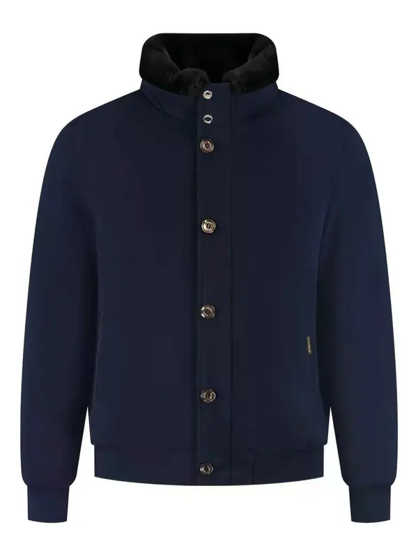 MOORER Buttoned Fur-collar Jacket - Blue
