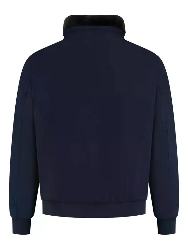 MOORER Buttoned Fur-collar Jacket - Blue