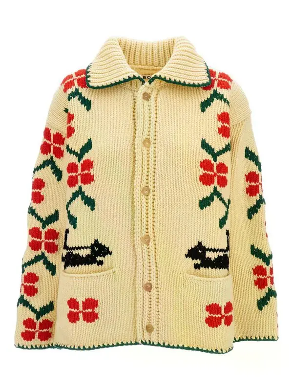 BODE Patterned Intarsia Knit Cardigan