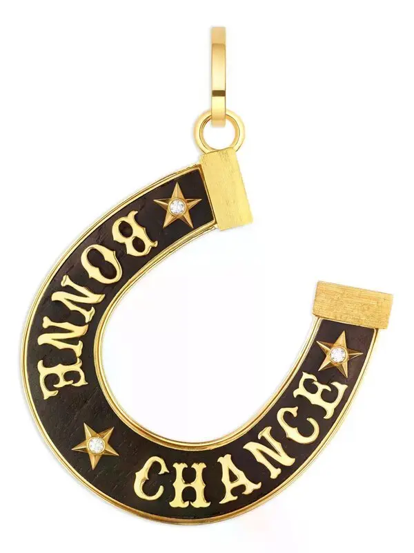 MARIE LICHTENBERG 18k Yellow Jumbo Bonne Chance Ebony Pendant - Gold