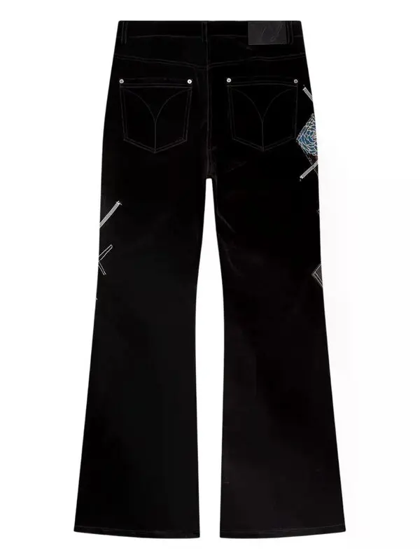 OPEN YY Argyle-patched Bootcut Trousers