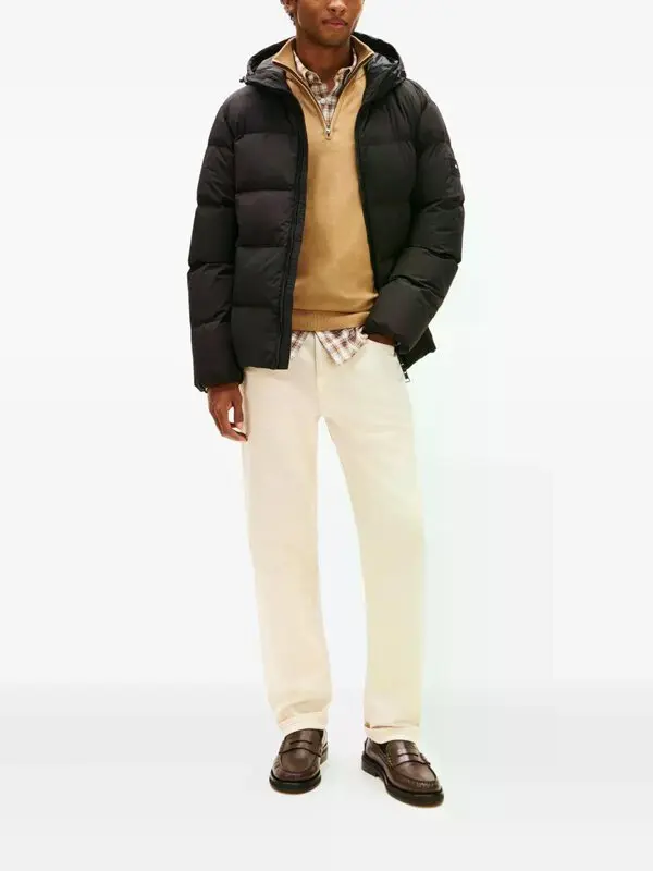 Tommy Hilfiger Hooded Logo-patch Padded Jacket - Black