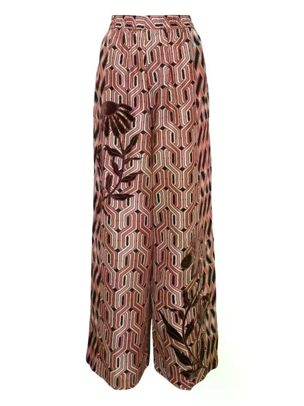 Biyan Printed Elasticated-waist Trousers