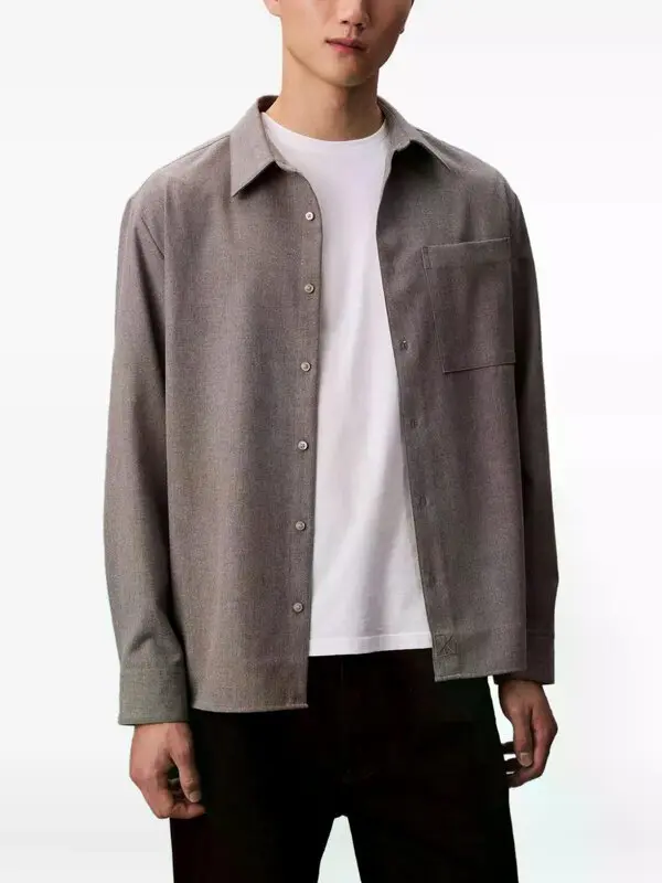 Calvin Klein Pocket Long-sleeved Shirt - Grey