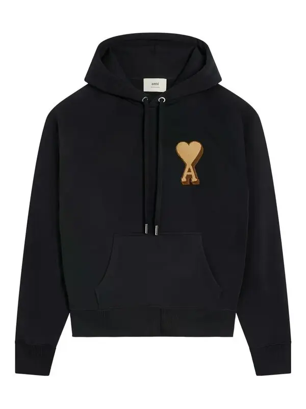 Ami Logo-appliqué Hoodie - Black
