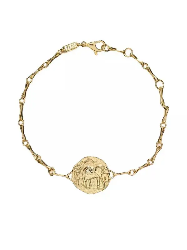 AZLEE 18k Yellow Elefante Diamond Single Coin Bracelet - Gold