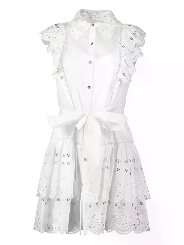 CHRISTY LYNN Tyler Ruffled Eyelet Mini Dress - White