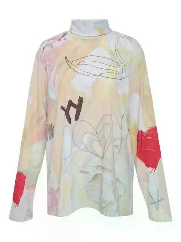 OPEN YY Graphic-print Turtleneck Top