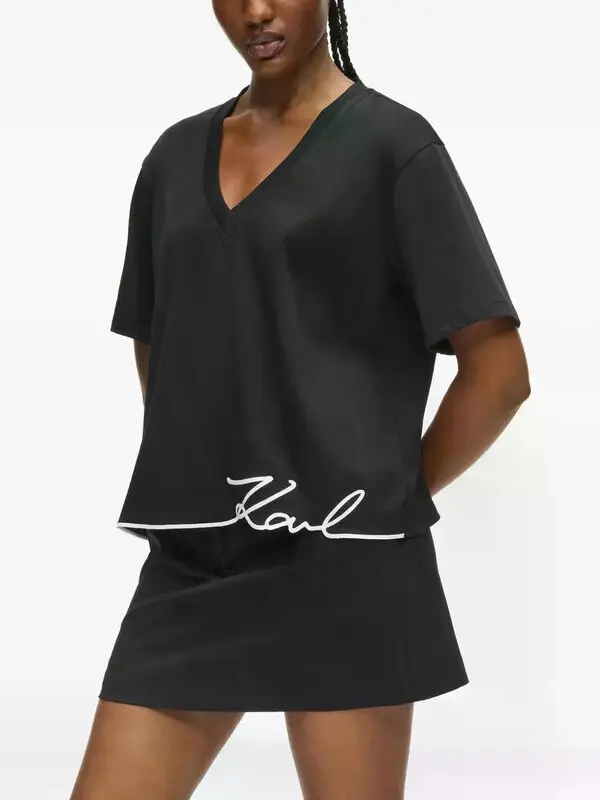 Karl Lagerfeld Short-sleeved V-neck T-shirt - Black