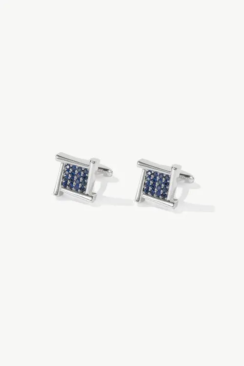 CLASSICHARMS Atlas Square Grid Cufflinks - Silver/blue