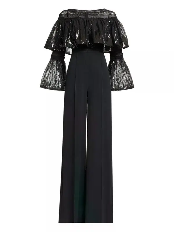 Elie Saab Sequin Flared Jumpsuit