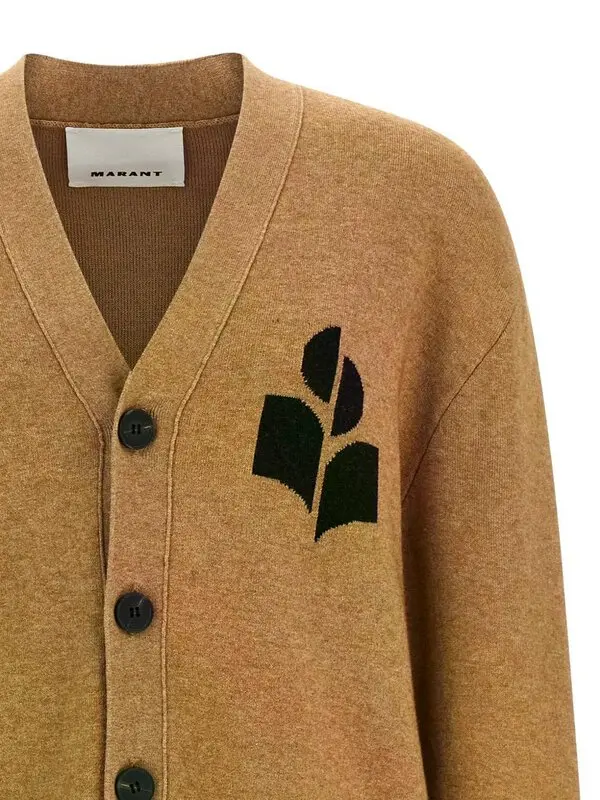 MARANT Logo-detail Cardigan - Neutrals
