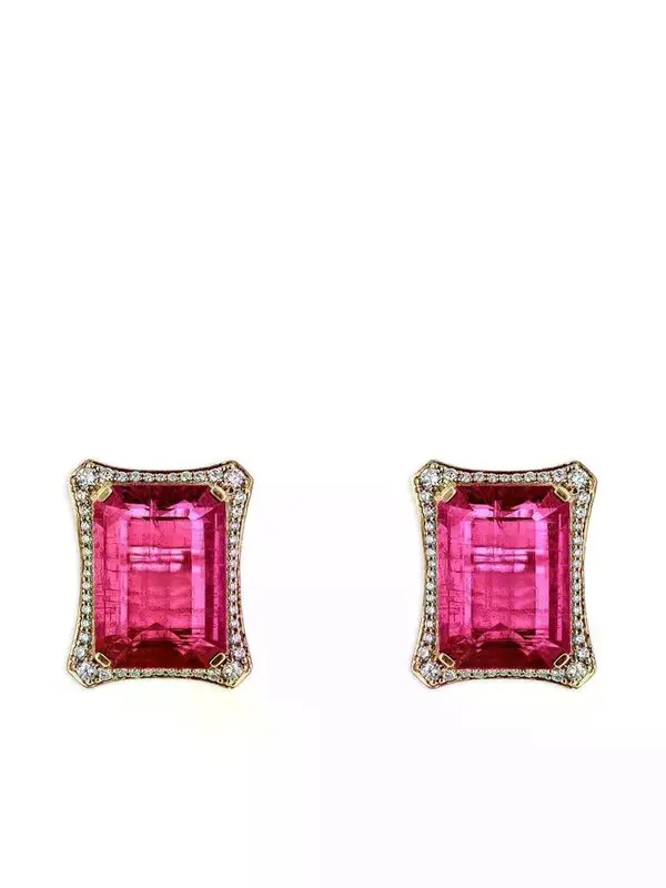 Goshwara 18k Yellow Rubellite And Diamond Stud Earrings - Gold