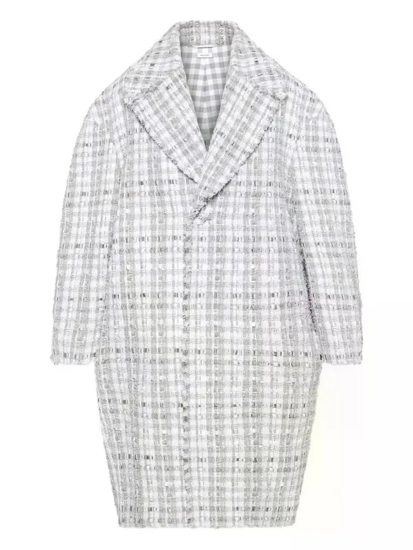 Thom Browne Gingham-check Tweed Double-breasted Coat - Grey