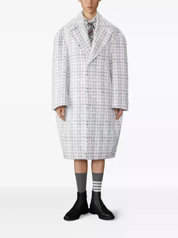 Thom Browne Gingham-check Tweed Double-breasted Coat