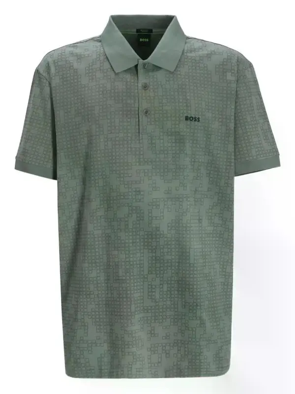 BOSS Geometric-pattern Polo Shirt - Green