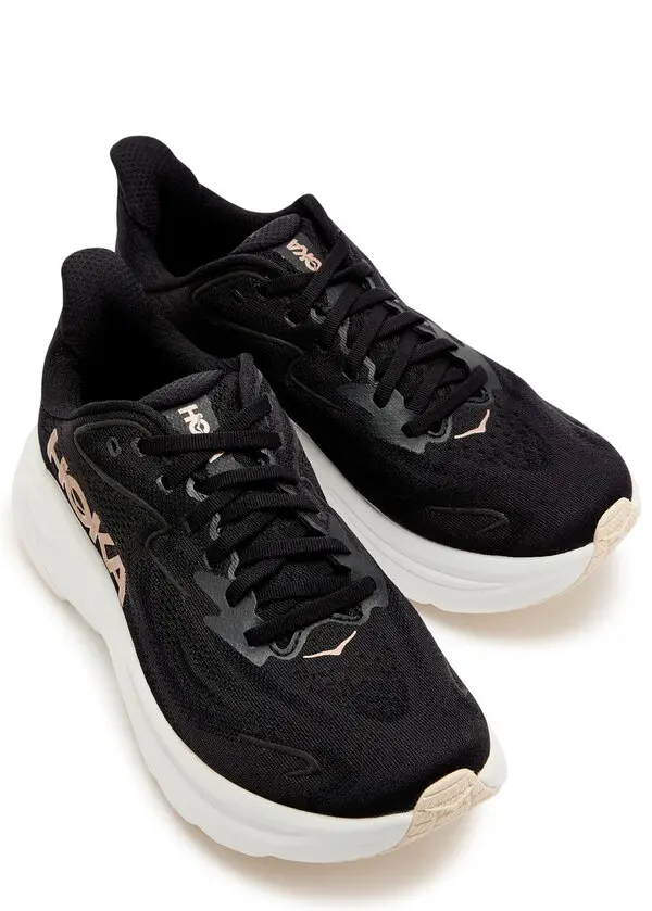 HOKA® Clifton 10 Mesh-knit Sneakers - Black