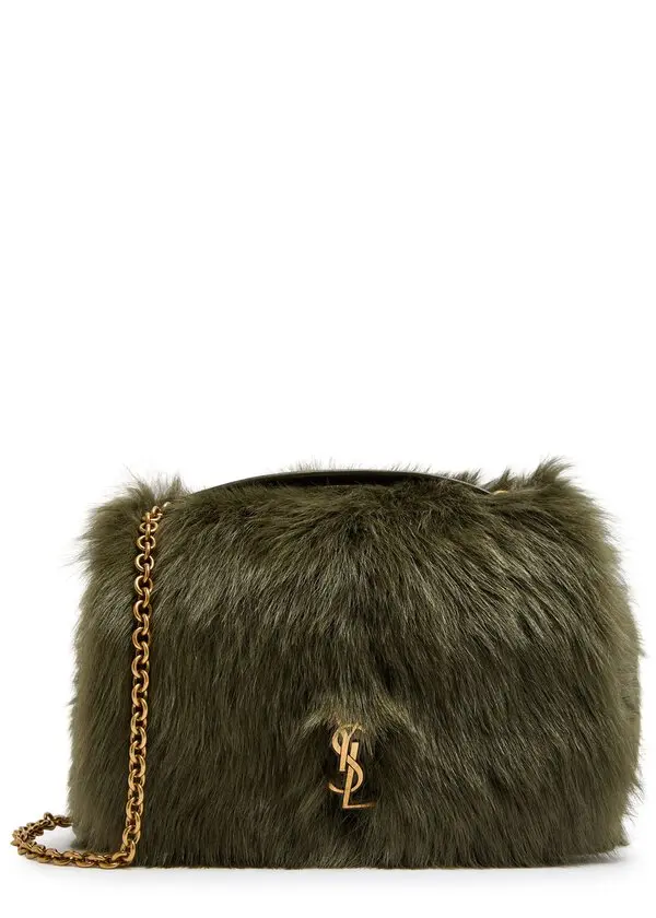 Saint Laurent Jamie 4.3 Mini Shearling Shoulder Bag - Olive