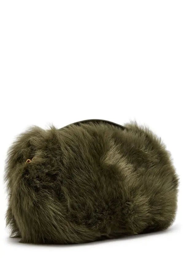 Saint Laurent Jamie 4.3 Mini Shearling Shoulder Bag - Olive