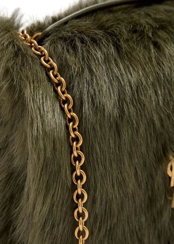 Saint Laurent Jamie 4.3 Mini Shearling Shoulder Bag - Olive