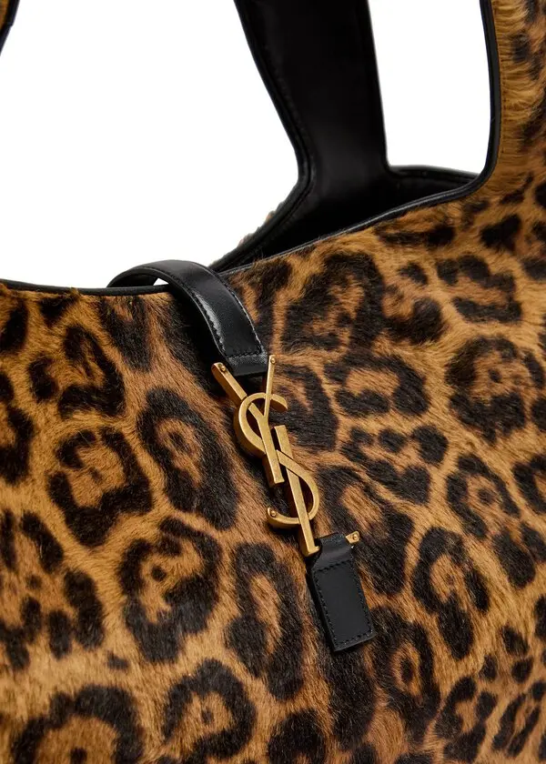 Saint Laurent Le 5 À 7 Besace Calf-hair Tote - Leopard