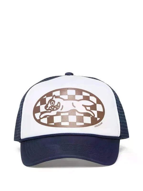 ICECREAM Checker Running Dog Trucker Cap - Blue