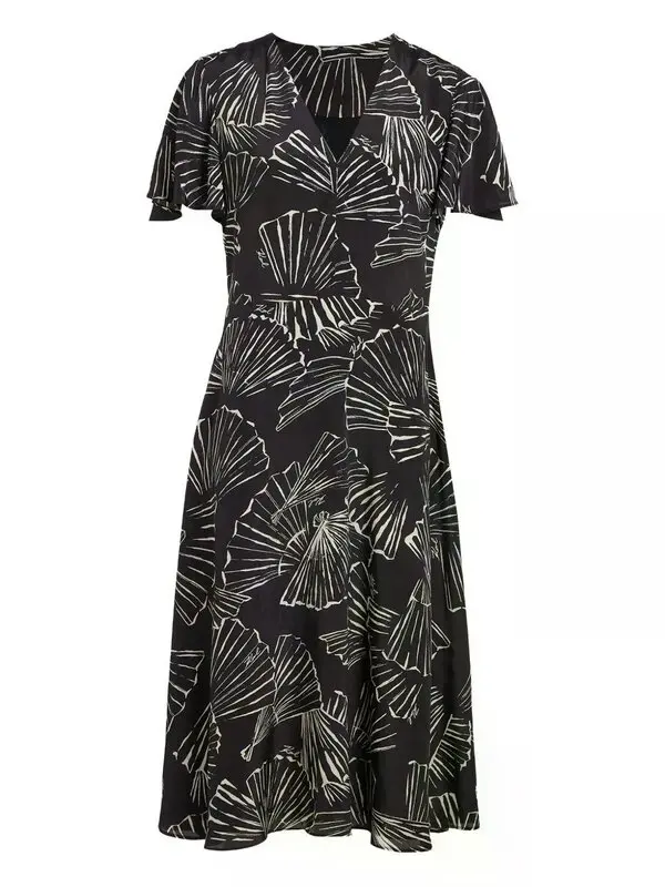 Karl Lagerfeld Graphic-print V-neck Dress - Black