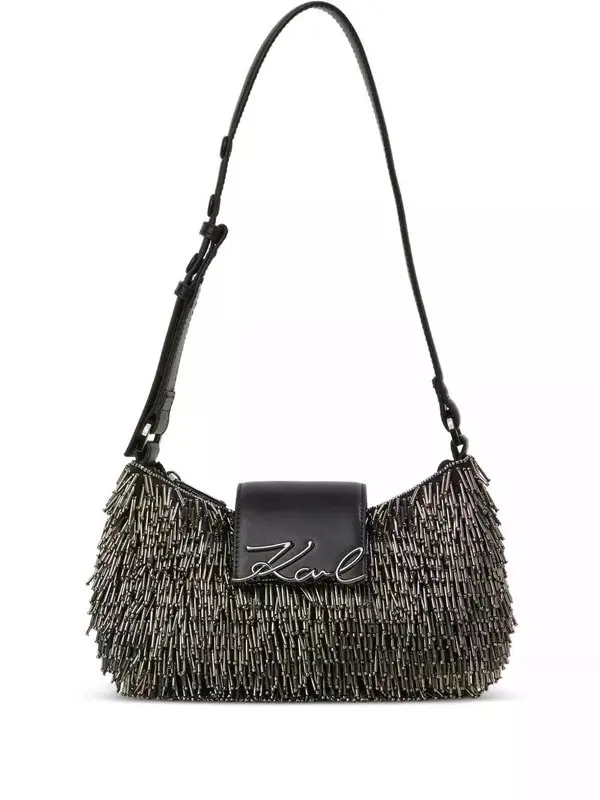 Karl Lagerfeld Signature Beaded Shoulder Bag