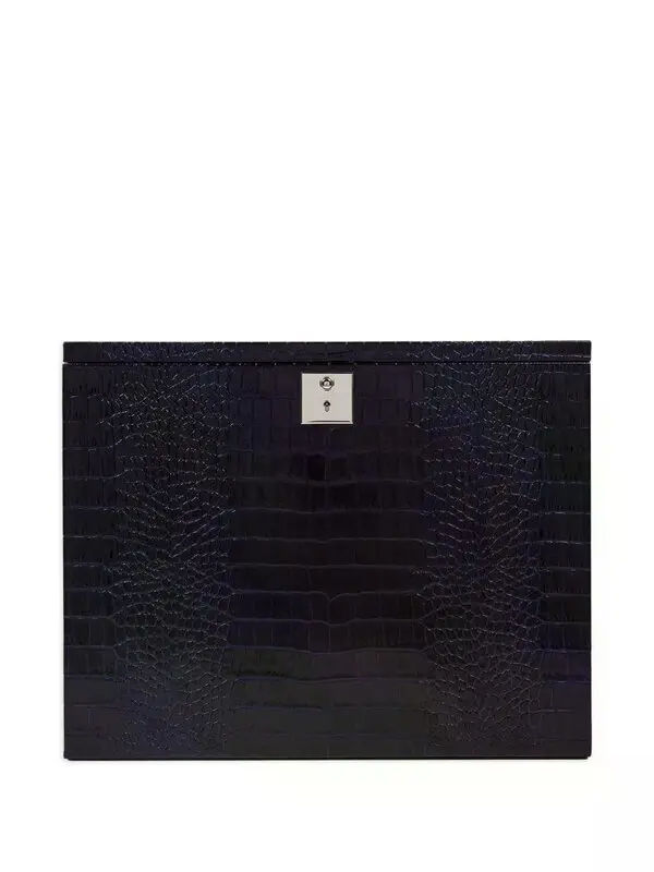 Smythson Mara Crocodile-effect Cocktail Box Set - Blue