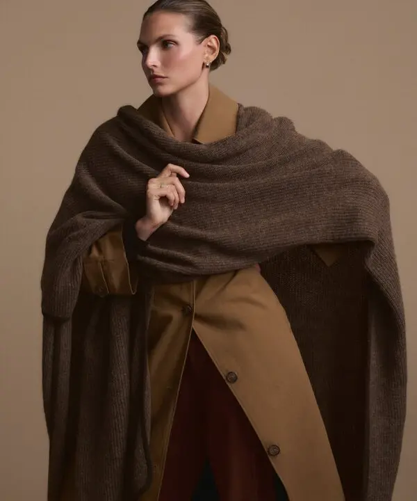 Jenni Kayne Fisherman Sweater Blanket Shawl - Brown