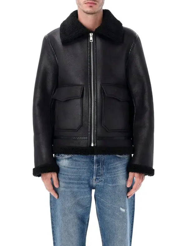 A.p.c. Tommy Ecoshearling Jacket - Black