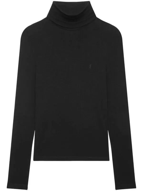 Saint Laurent Cassandre-embroidered Roll-neck Jumper