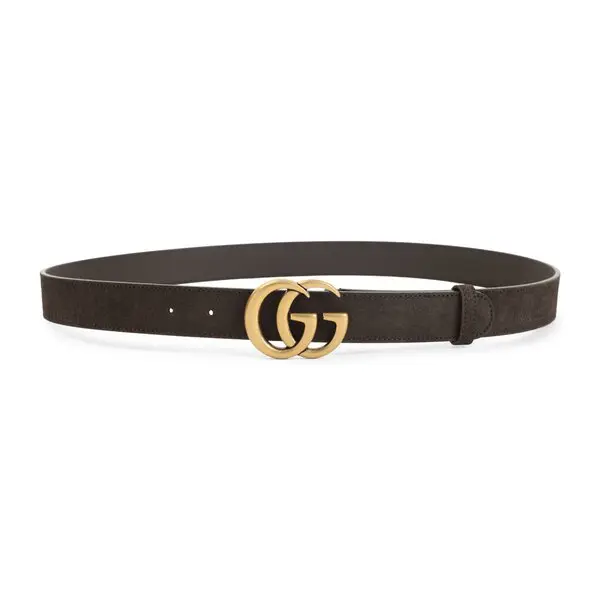 Gucci Suede Belt With Gg Buckle - Brown