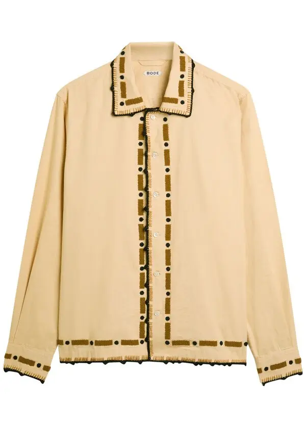 BODE Bead-embellished Cotton Shirt - Cream