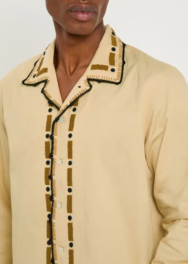 BODE Bead-embellished Cotton Shirt - Cream