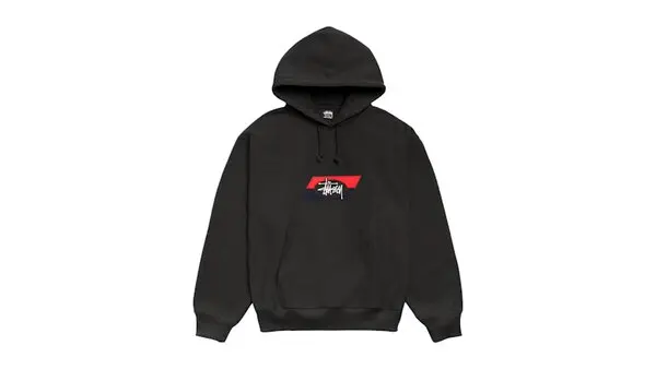 StÜssy Double Stripe Embroidered Hoodie - Black
